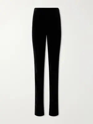Khaite Ryden Wool-blend Velvet Straight-leg Pants - Black