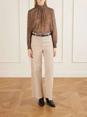 NILI LOTAN Megan Cotton-blend Corduroy Wide-leg Pants - Sand