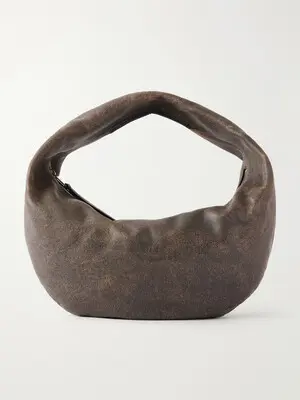Khaite Olivia Distressed Leather Shoulder Bag - Black