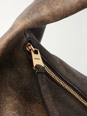 Khaite Olivia Distressed Leather Shoulder Bag - Black