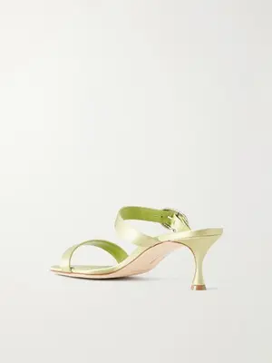 Manolo Blahnik Embellished Satin Sandals - Green