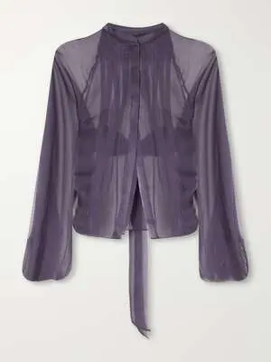 PAULINE DUJANCOURT Alyona Cut-out Silk Blouse - Lilac