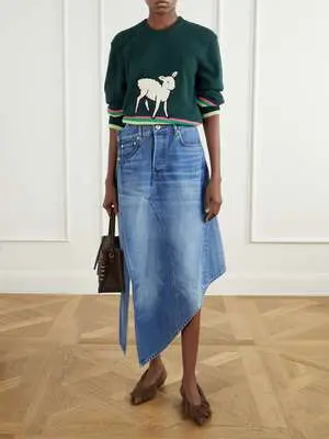 JW Anderson Ruffled Nubuck-trimmed Suede Ballet Flats