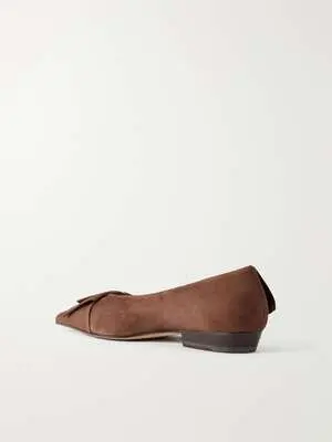 JW Anderson Ruffled Nubuck-trimmed Suede Ballet Flats