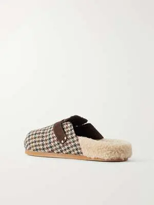 ANCIENT GREEK SANDALS Vasilitsa Shearling-trimmed Houndstooth Clogs