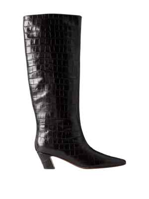 LOEFFLER RANDALL Marley Croc-effect Leather Knee-high Boots - Brown