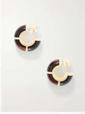 LIZZIE FORTUNATO Zellige Gold-tone Tiger's Eye Earrings - Red