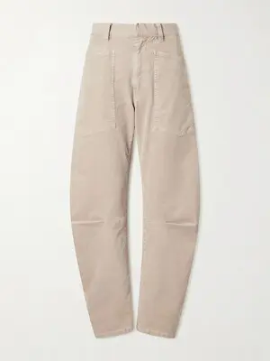 NILI LOTAN NILI LOTAN Shon Cotton-Blend Twill Tapered Pants Neutrals