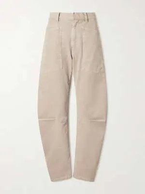 NILI LOTAN Shon Cotton-blend Twill Tapered Pants - Sand