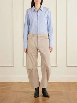 NILI LOTAN Shon Cotton-blend Twill Tapered Pants - Sand