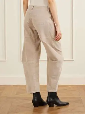 NILI LOTAN Shon Cotton-blend Twill Tapered Pants - Sand