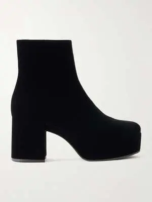 GIANVITO ROSSI Sally Velvet Ankle Boots - Black