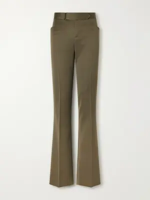 Balmain Wool Straight-leg Tailored Pants - Green