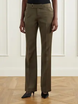 Balmain Wool Straight-leg Tailored Pants - Green