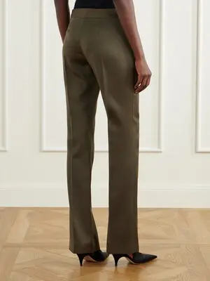 Balmain Wool Straight-leg Tailored Pants - Green