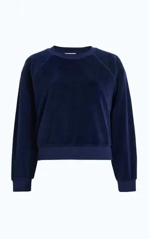 Suzie Kondi Tilos Raglan Velour Top Navy