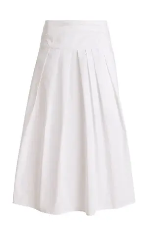 Proenza Schouler White Label Nessa Pleated Cotton Midi Skirt - White