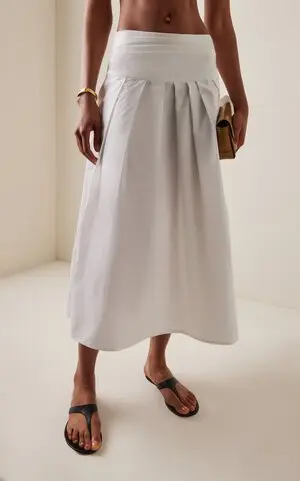 Proenza Schouler White Label Nessa Pleated Cotton Midi Skirt