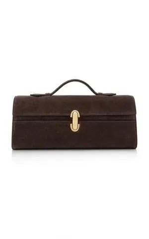 Savette Slim Symmetry Suede Pochette - Brown