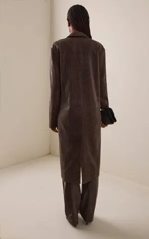 Paris Georgia Python-embossed Leather Trench Coat