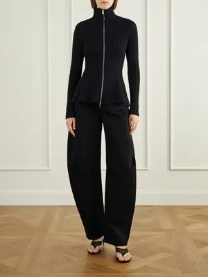 Alaïa Ribbed Wool-blend Zip-up Cardigan