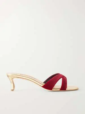 Manolo Blahnik Callydramu 50 Velvet Sandals - Red