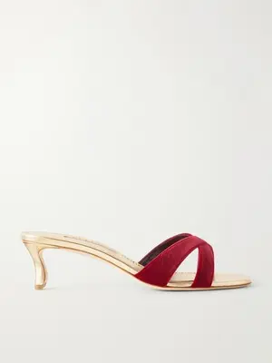 Manolo Blahnik Callydramu 50 Velvet Sandals - Red