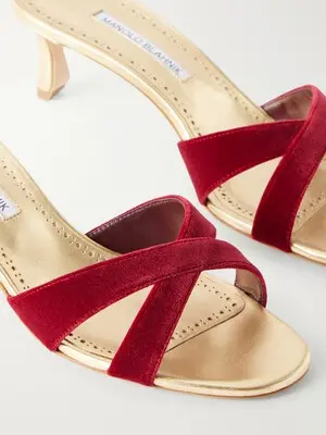 Manolo Blahnik Callydramu 50 Velvet Sandals - Red