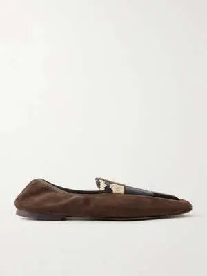 Khaite Zoe Patchwork Leather And Suede Ballet Flats