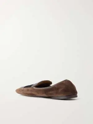 Khaite Zoe Patchwork Leather And Suede Ballet Flats
