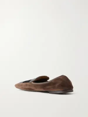 Khaite Zoe Patchwork Leather And Suede Ballet Flats - Brown
