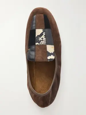 Khaite Zoe Patchwork Leather And Suede Ballet Flats - Brown