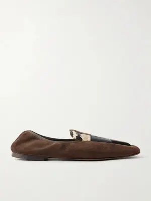 Khaite Zoe Patchwork Leather And Suede Ballet Flats - Brown