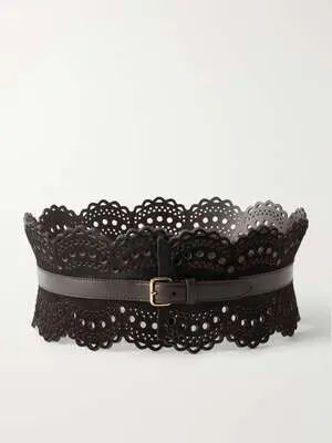 Alaïa Vienne Laser-cut Leather-trimmed Calf Hair Waist Belt - Brown
