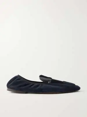 Khaite Zoe Leather And Suede Ballet Flats - Black
