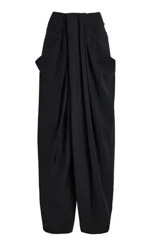 Balmain Grain De Poudre Wool Loose Pants - Black