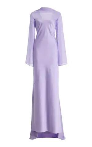 Significant Other Devlyn Satin Gown With Sheer Overlay - Purple