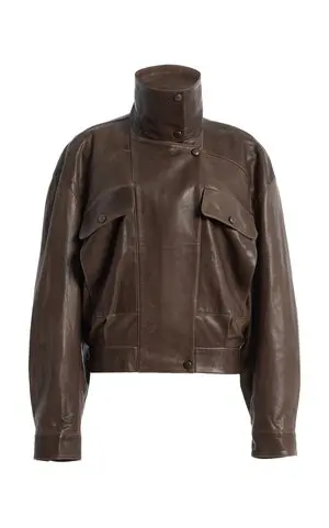 Nour Hammour Quincy Leather Jacket - Brown