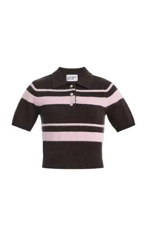 Matthew Bruch Striped Mohair Knit Polo
