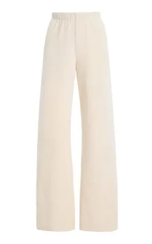 Suzie Kondi Zephyra Velour Straight-Leg Pants Ivory