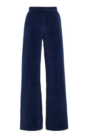 Suzie Kondi Zephyra Velour Straight-Leg Pants Navy