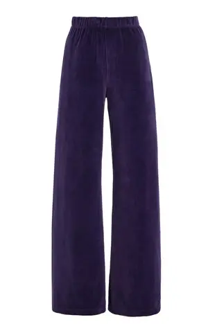 Suzie Kondi Zephyra Velour Straight-leg Pants - Purple
