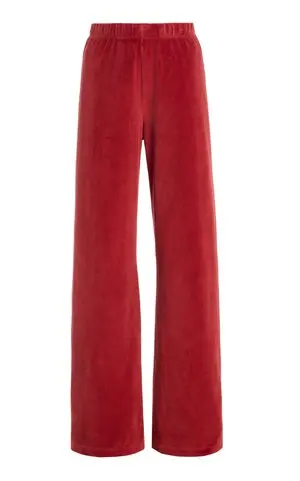 Suzie Kondi Zephyra Velour Straight-leg Pants - Red