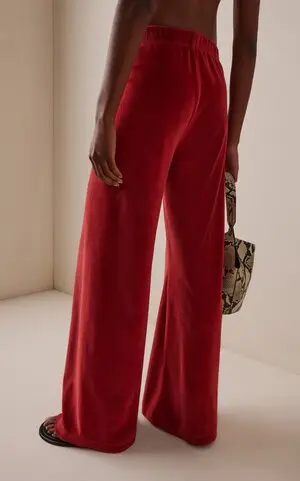 Suzie Kondi Zephyra Velour Straight-leg Pants - Red