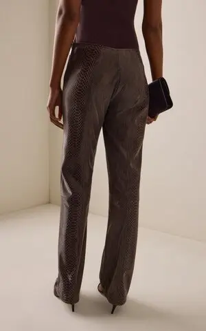 Paris Georgia Python-embossed Leather Straight-leg Pants
