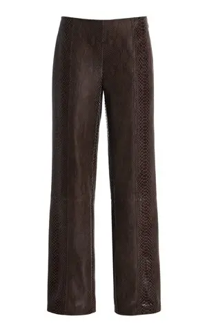 Paris Georgia Python-embossed Leather Straight-leg Pants - Brown