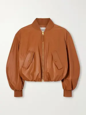 Givenchy Leather Cropped Bomber Jacket - Brown