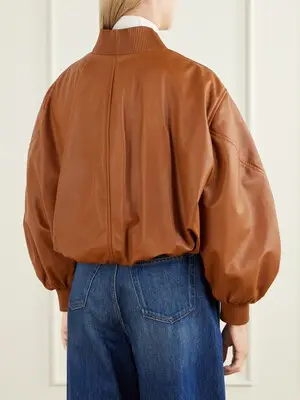 Givenchy Leather Cropped Bomber Jacket - Brown
