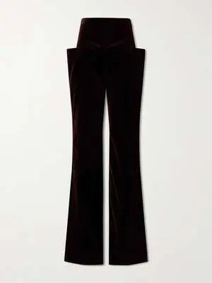 Alaïa High-rise Cotton-velour Trousers - Plum