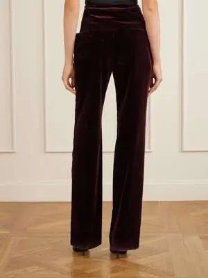 Alaïa High-rise Cotton-velour Trousers - Plum